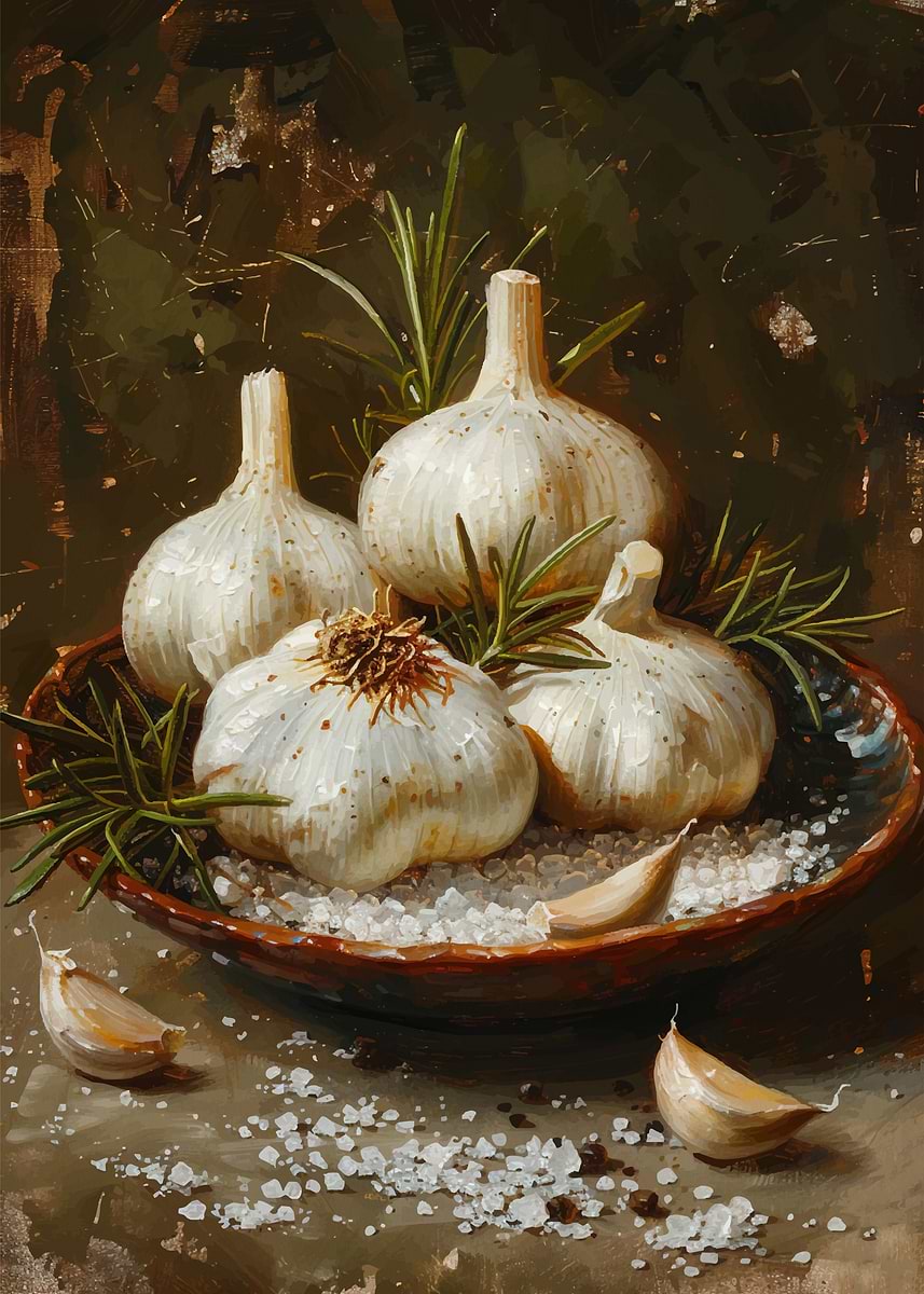 'Garlic Still Life Painting' Poster, picture, metal print, paint by ...