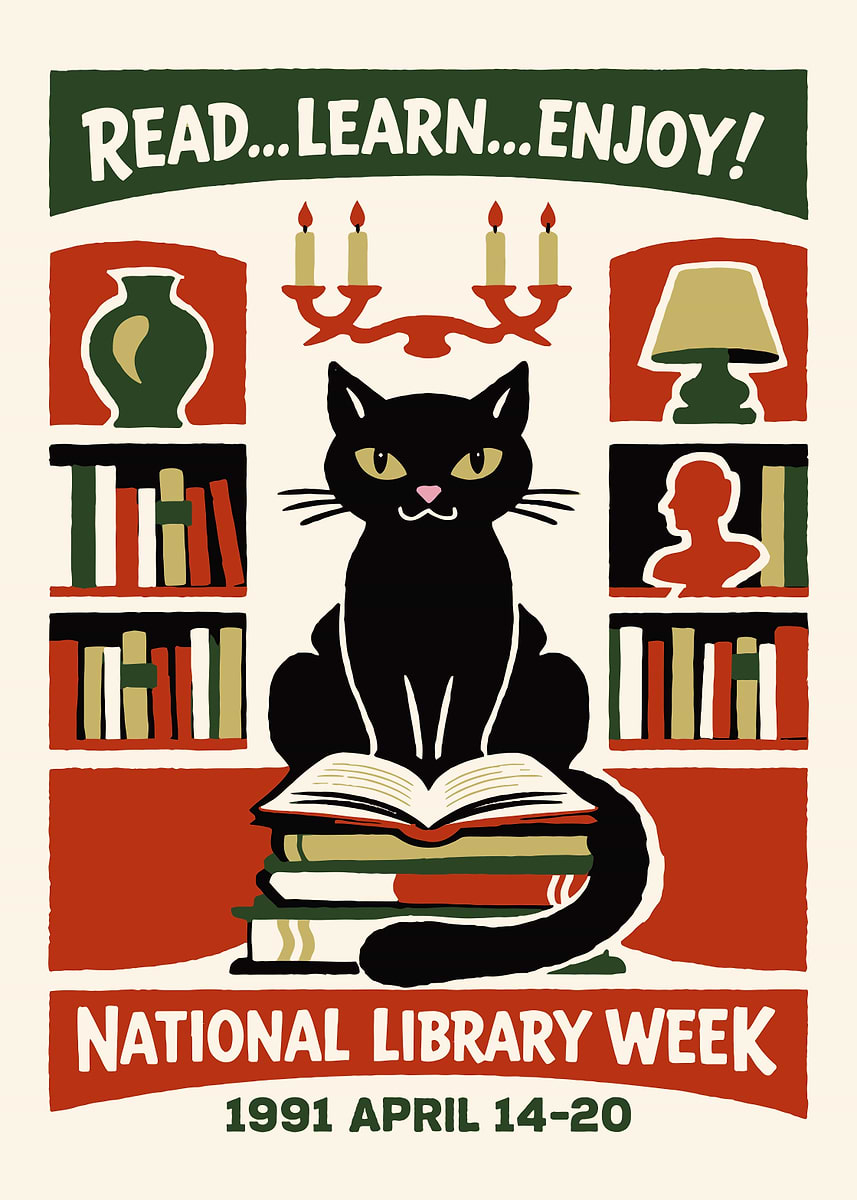 'National Library Week 1991 Poster' Poster, picture, metal print, paint ...