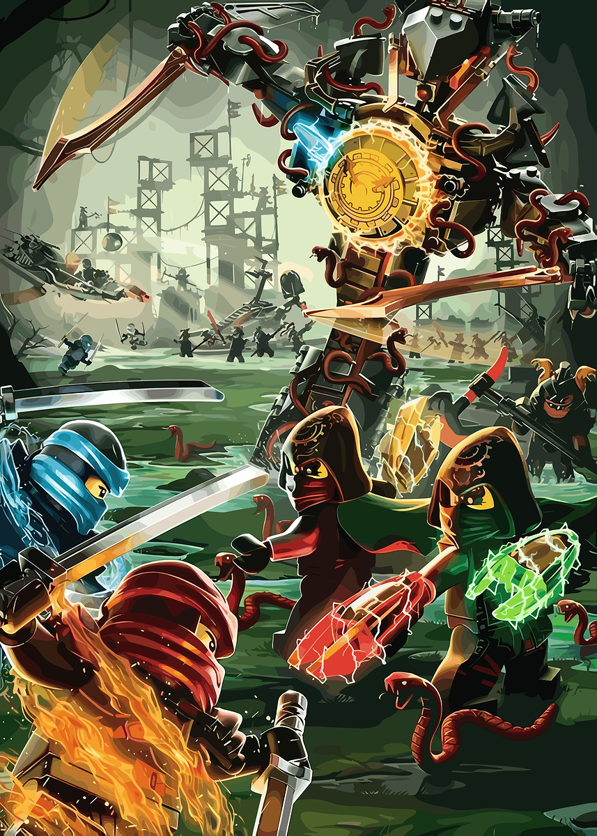 'Lego Ninjago Battle Scene' Poster, picture, metal print, paint by Art ...