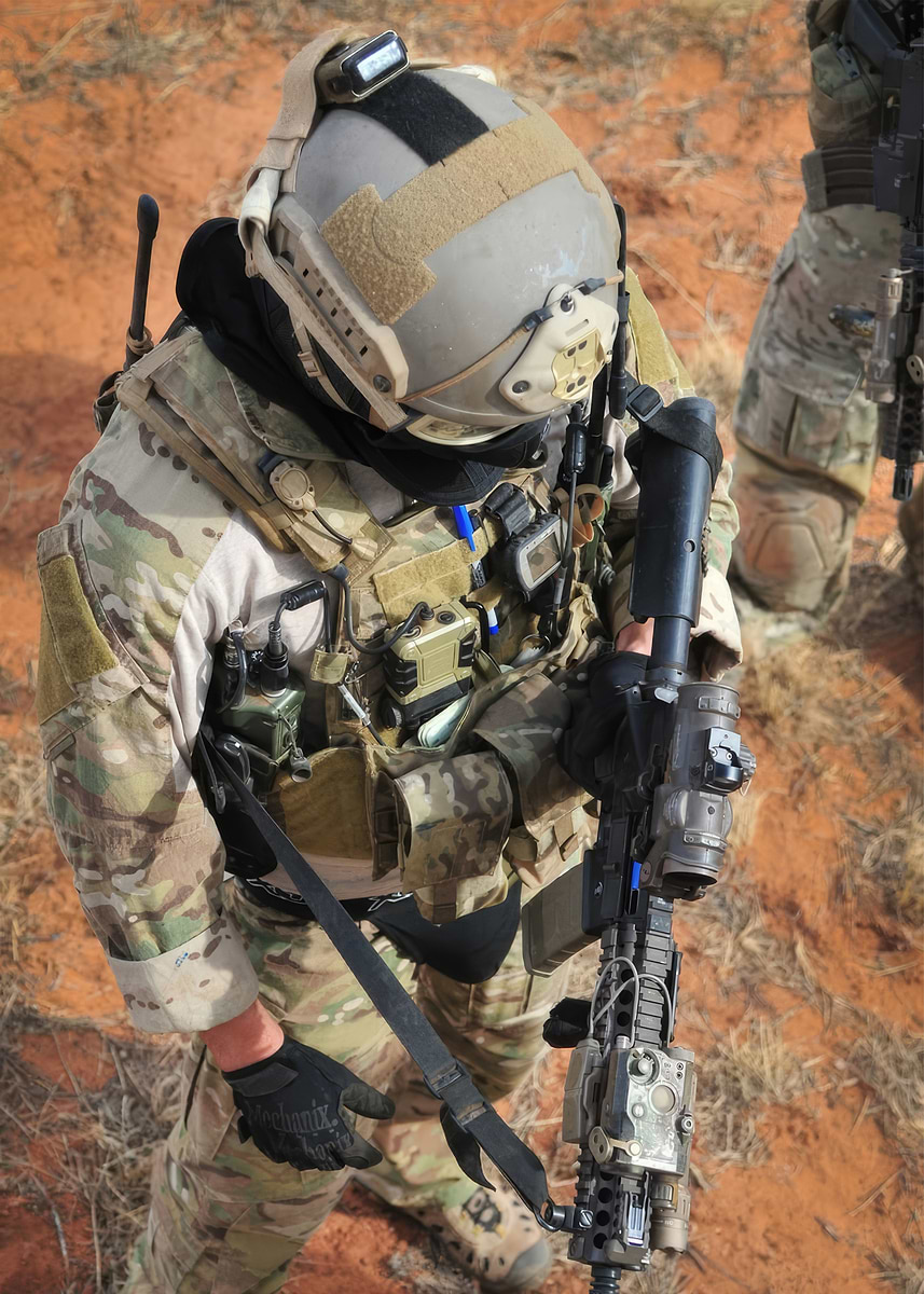 'Soldier in full combat gear' Poster, picture, metal print, paint by ...