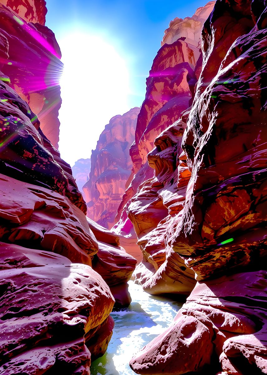'Canyon River with Sunlight' Poster, picture, metal print, paint by ...