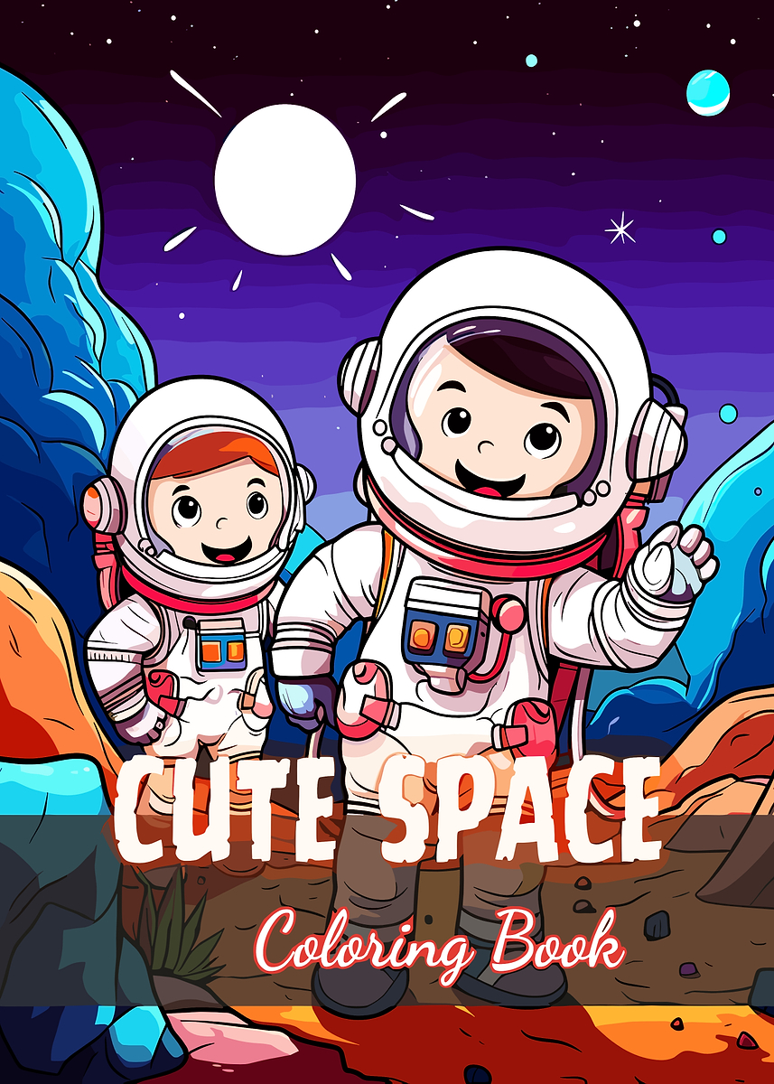 'Cute Space Coloring Book Cover' Poster, picture, metal print, paint by ...