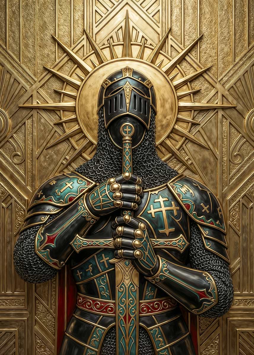 'Golden Paladin Knight' Poster, picture, metal print, paint by Crafle ...
