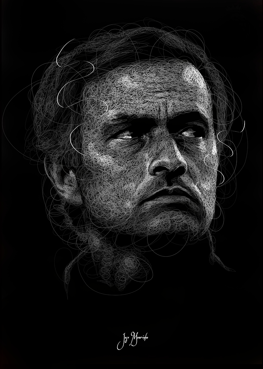 'Jose Mourinho Scribble Portrait' Poster, picture, metal print, paint ...