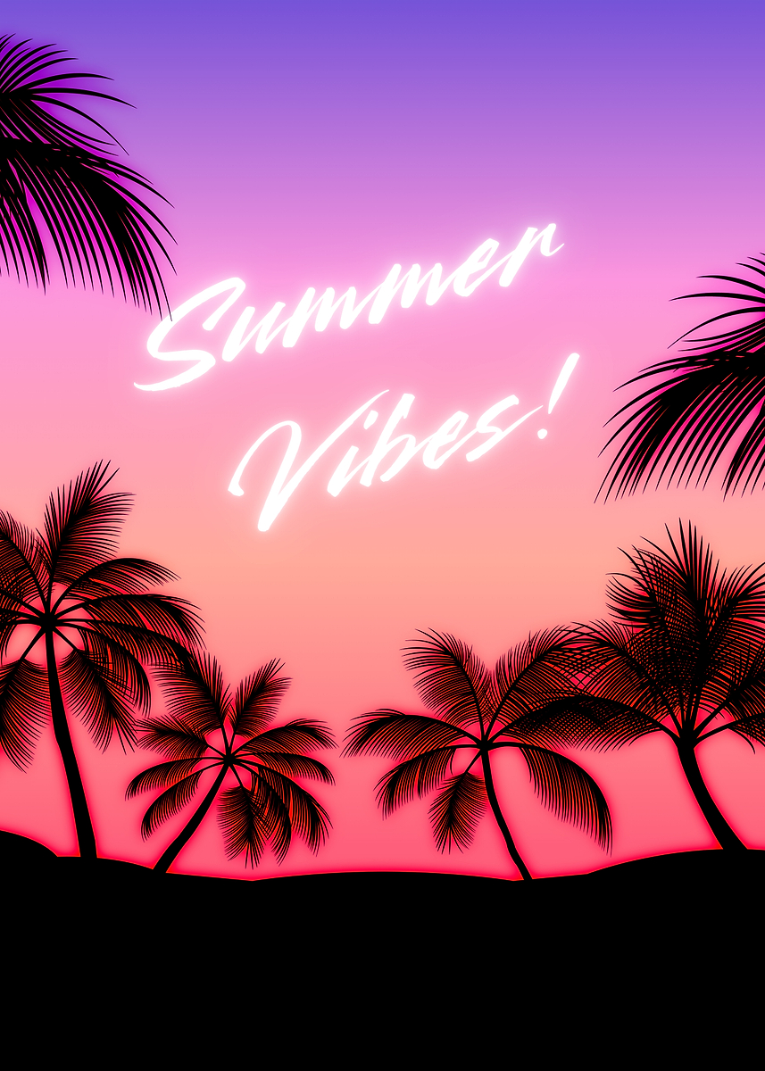 'Summer Vibes Wallpaper' Poster, picture, metal print, paint by ...