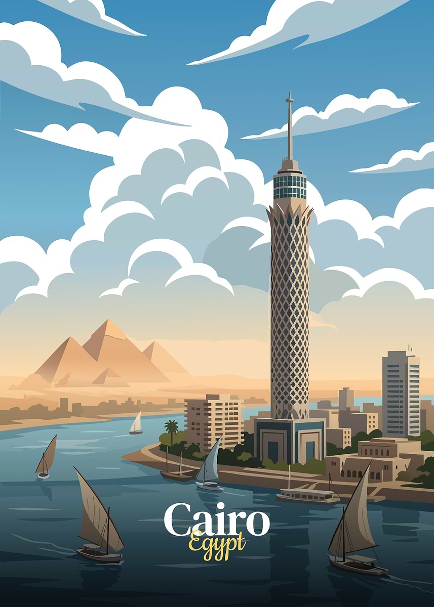 'Cairo, Egypt Travel Poster' Poster, picture, metal print, paint by ...