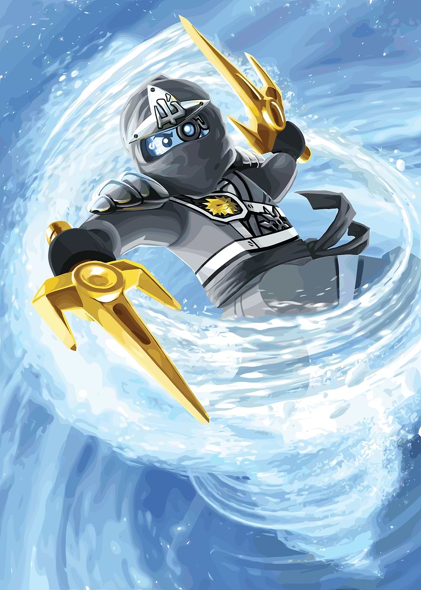 'Ninjago Zane with Golden Weapons' Poster, picture, metal print, paint ...