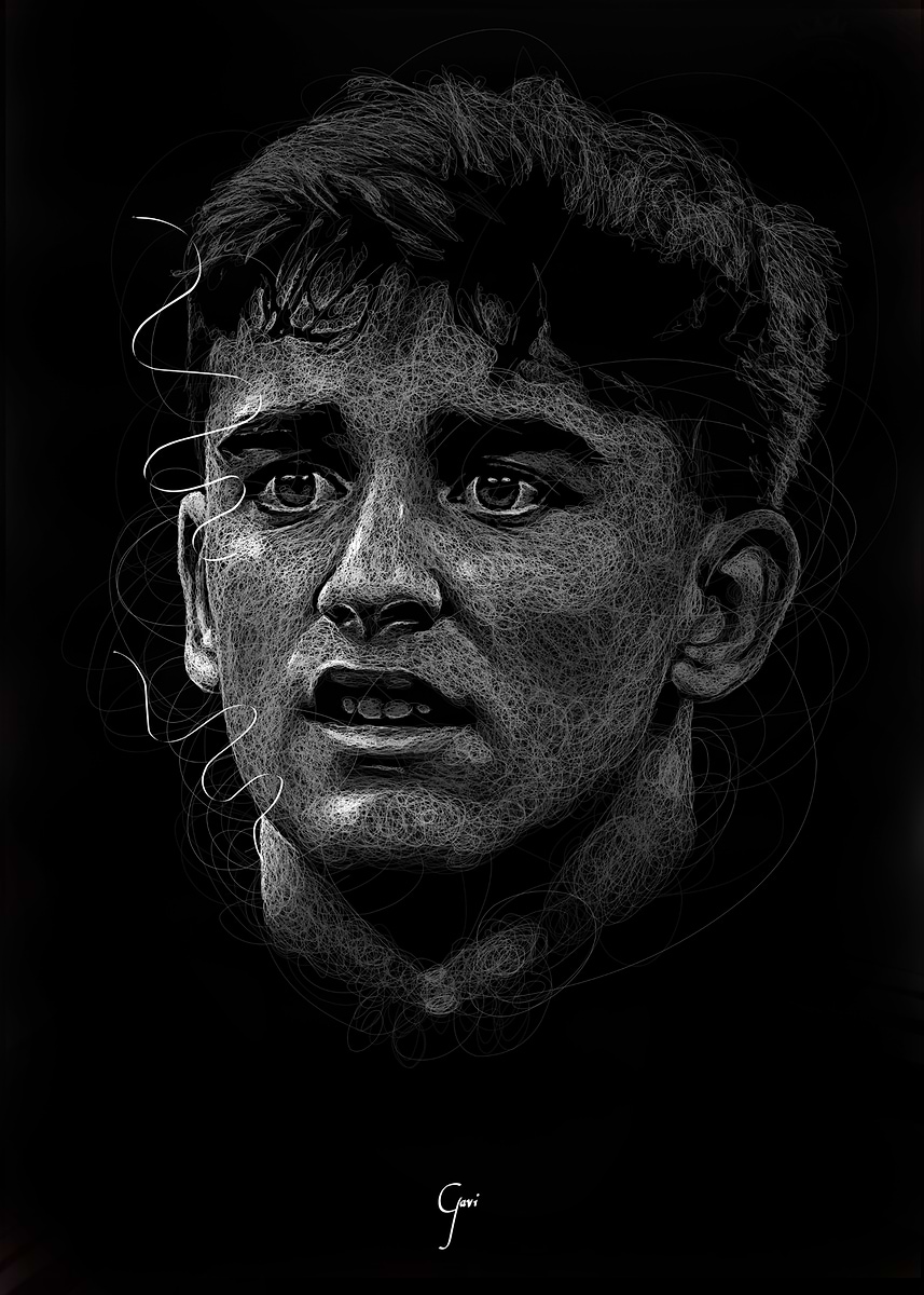 'Gavi Portrait - Scribble Art' Poster, picture, metal print, paint by ...