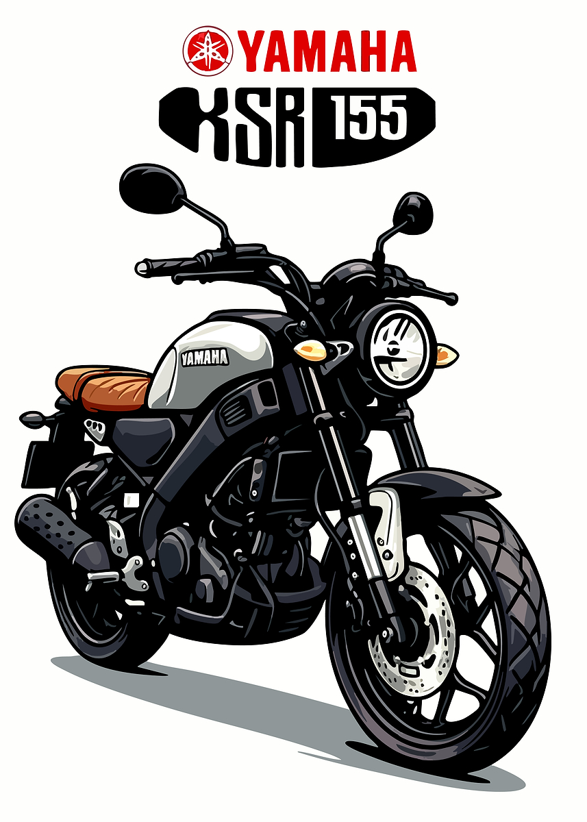 'Yamaha XSR 155 Motorcycle Illustration' Poster, picture, metal print ...