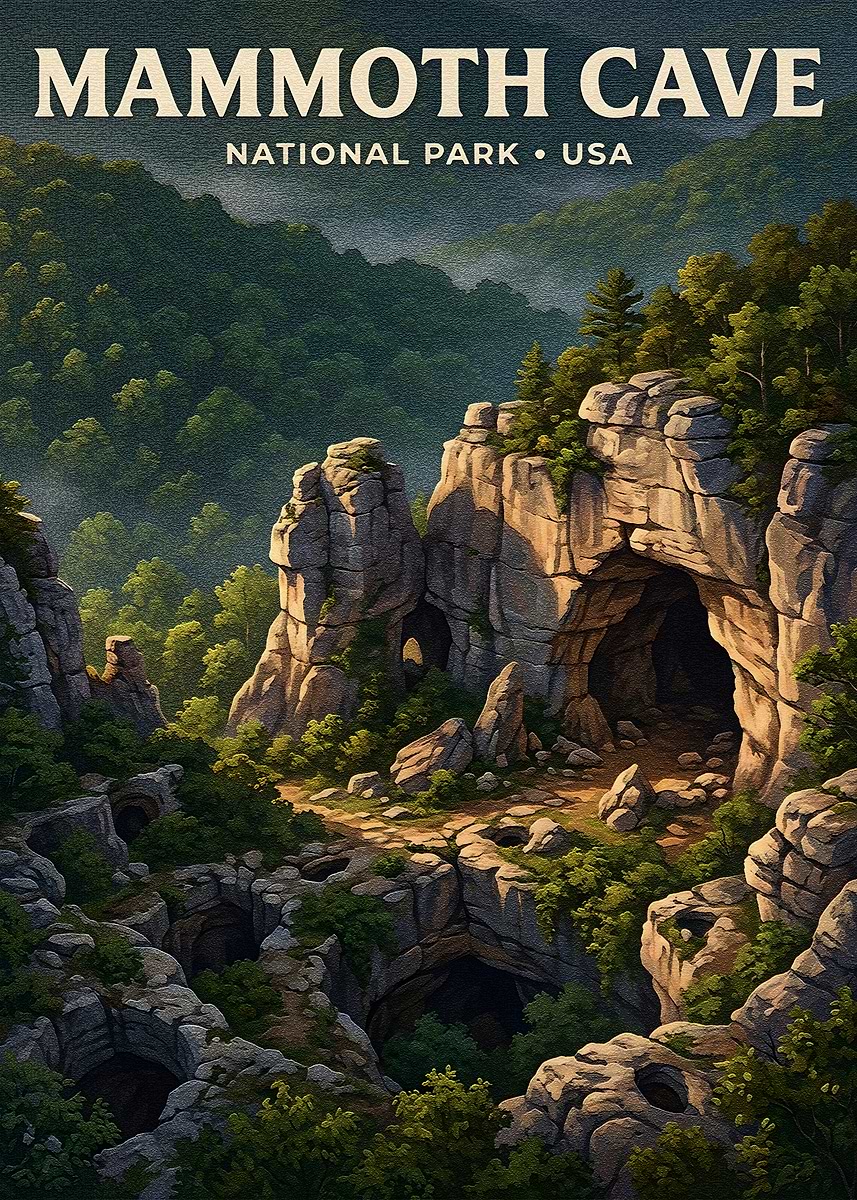 'Mammoth Cave National Park Poster' Poster, picture, metal print, paint ...