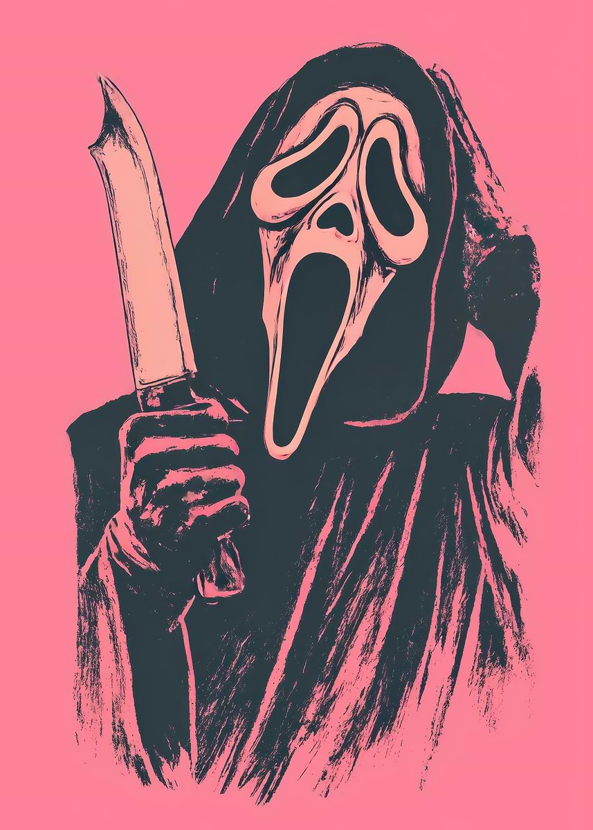 'Scream Ghostface with Knife' Poster, picture, metal print, paint by ...