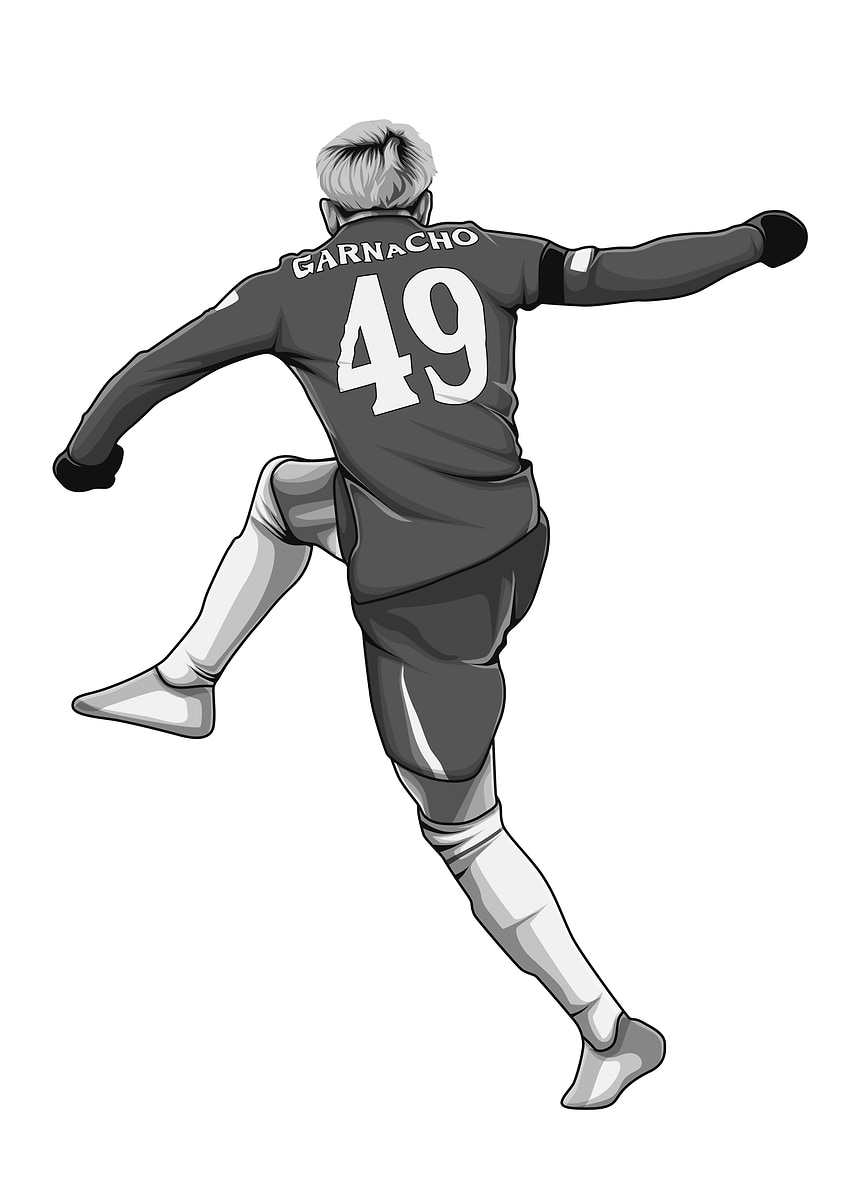 'Alejandro Garnacho Black and White Version' Poster, picture, metal ...