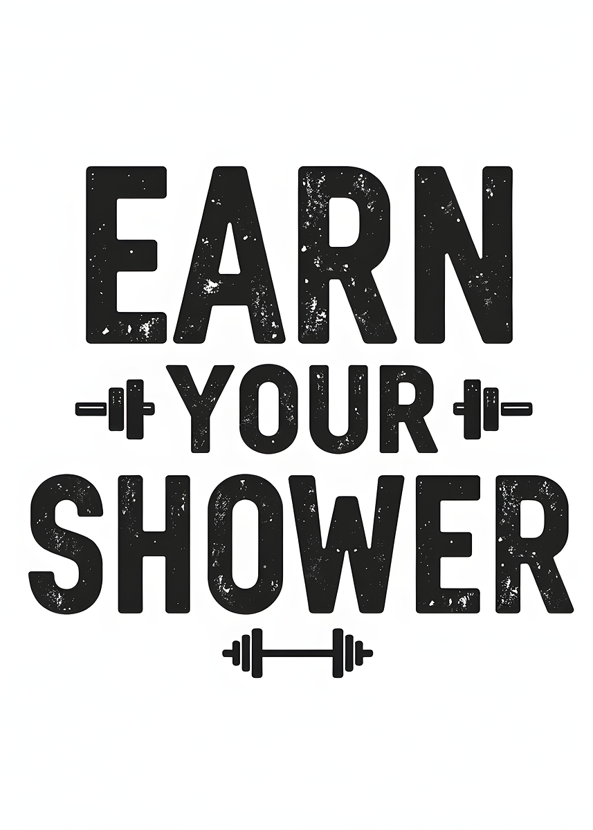 'Earn Your Shower Fitness Motivation' Poster, picture, metal print ...