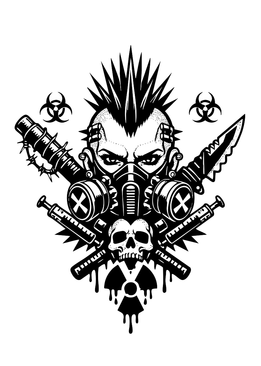 'Post-Apocalyptic Punk Warrior Emblem' Poster, picture, metal print ...
