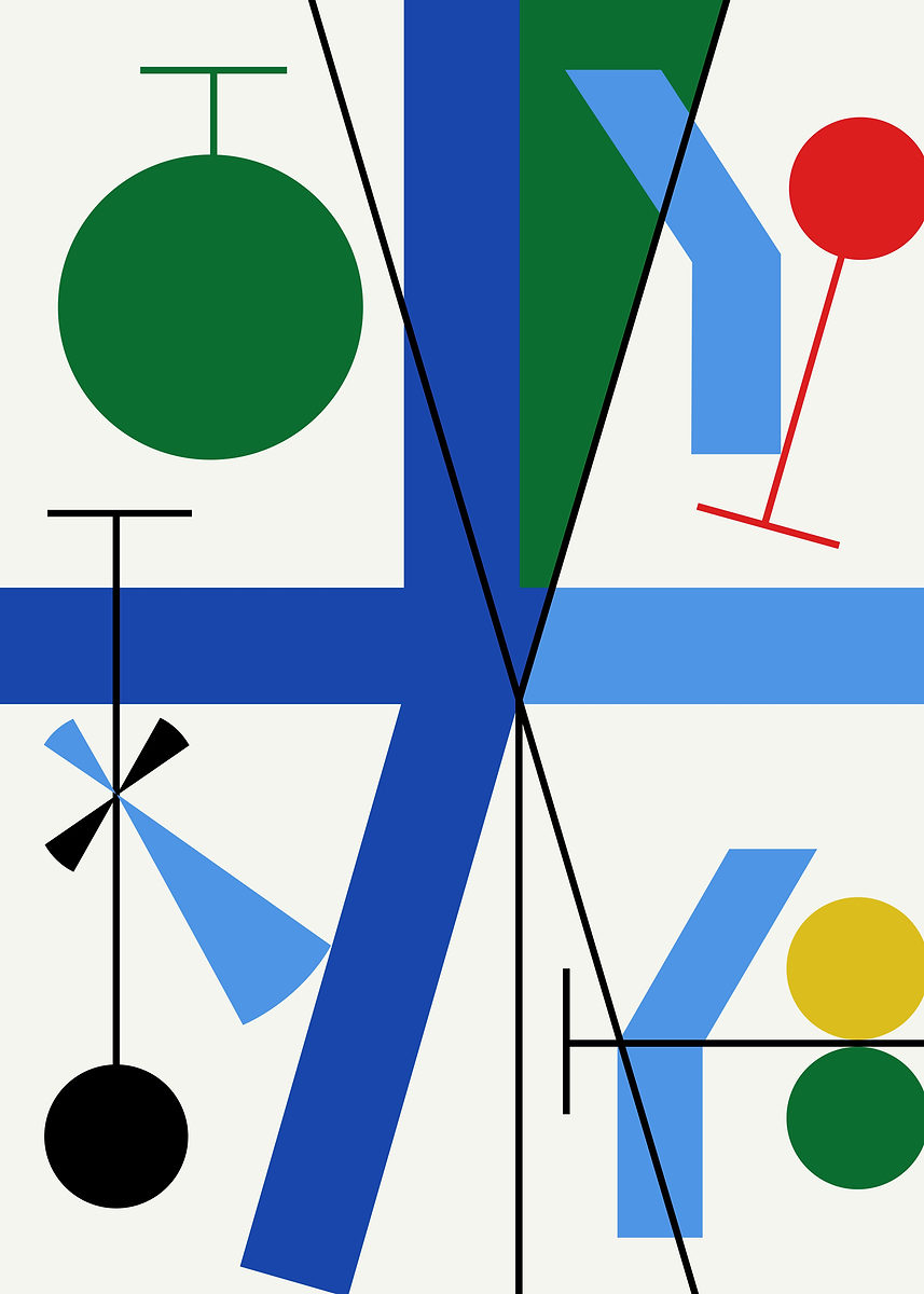 'Abstract Geometric Composition with Primary Colors' Poster, picture ...