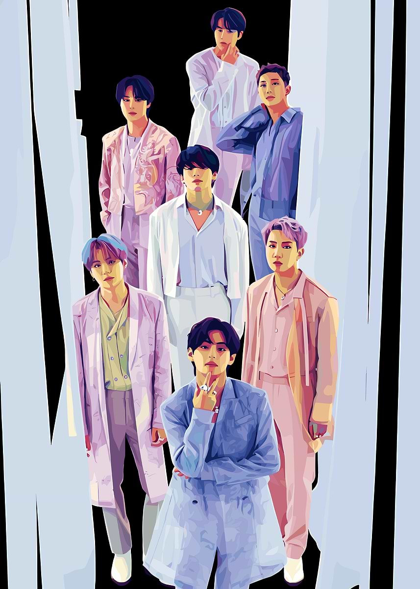 'BTS Group Portrait in Pastel Colors' Poster, picture, metal print ...