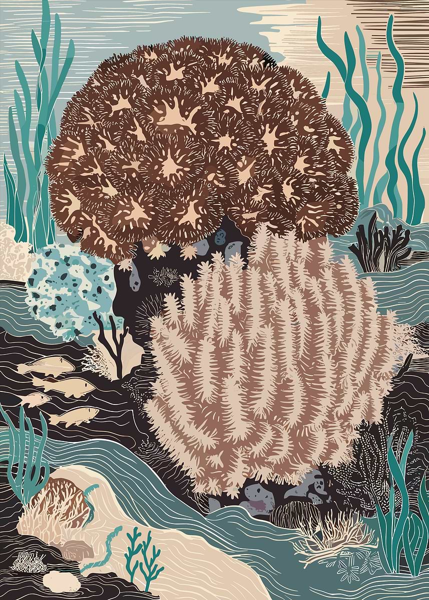 'Stylized Coral Reef Illustration' Poster, picture, metal print, paint ...