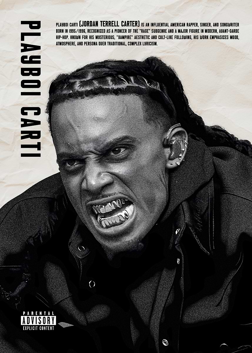 'Playboi Carti Portrait' Poster, picture, metal print, paint by WXST ...