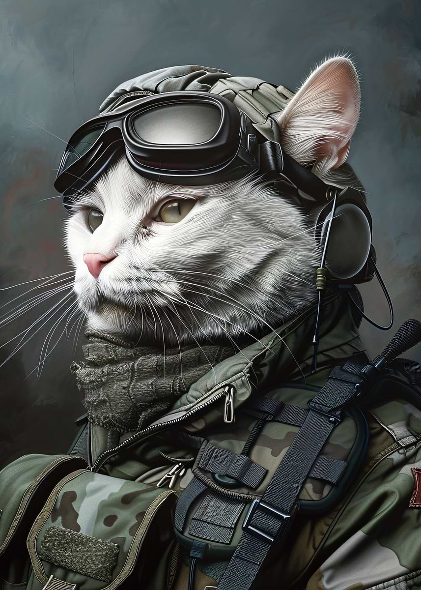 'Military Cat Portrait' Poster, picture, metal print, paint by maria ...