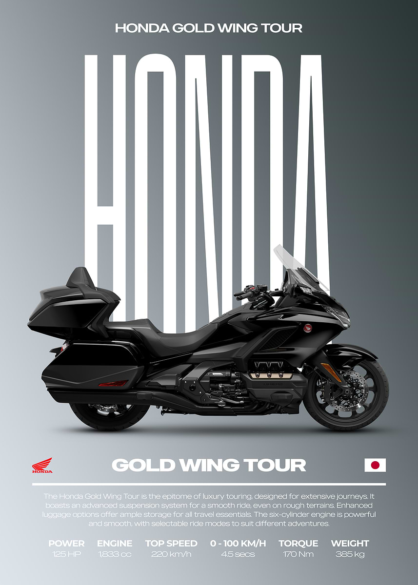 'Honda Gold Wing Tour Motorcycle Poster' Poster, picture, metal print ...