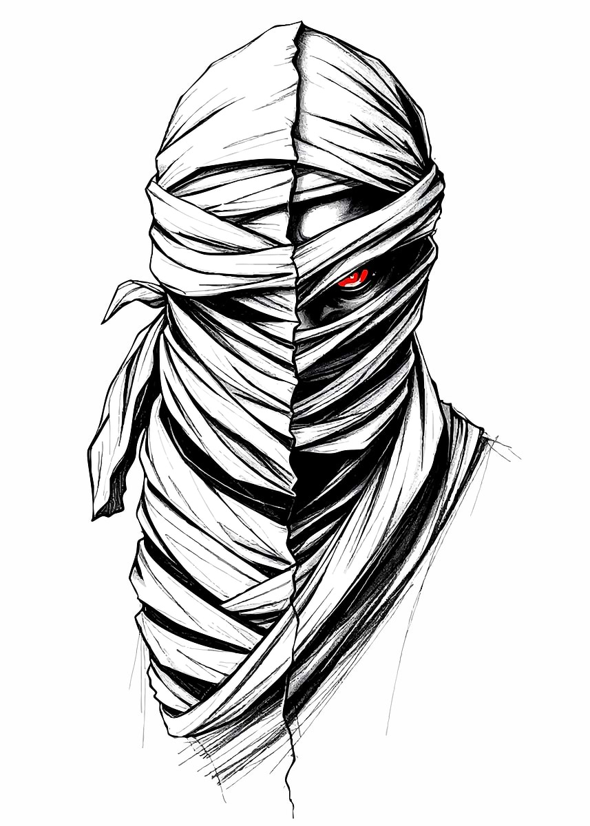 'Mummy with Red Eye Illustration' Poster, picture, metal print, paint ...