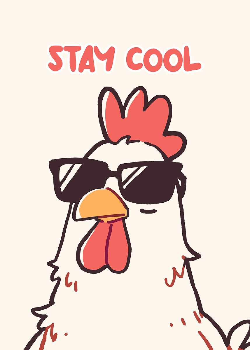 'Cool Chicken with Sunglasses Illustration' Poster, picture, metal ...