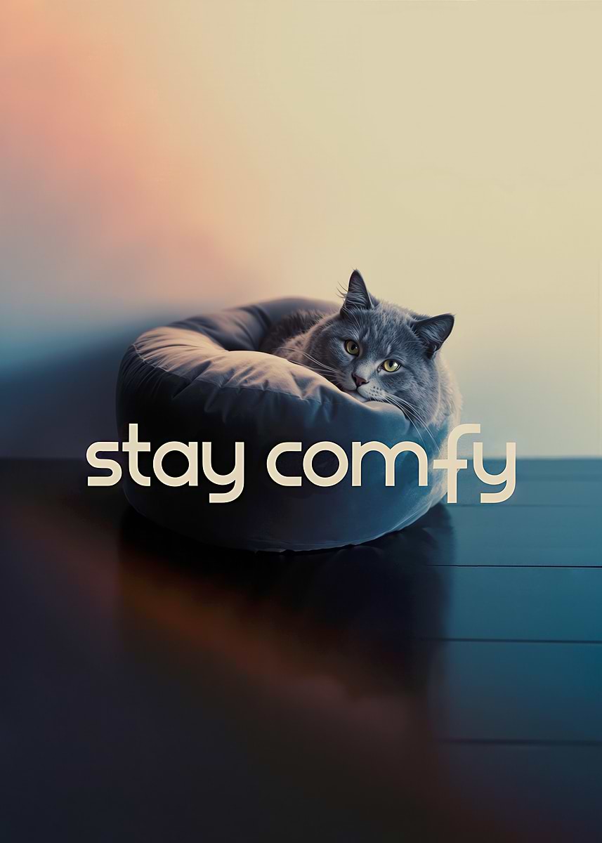 'Stay Comfy' Poster, picture, metal print, paint by Mark Vincent ...