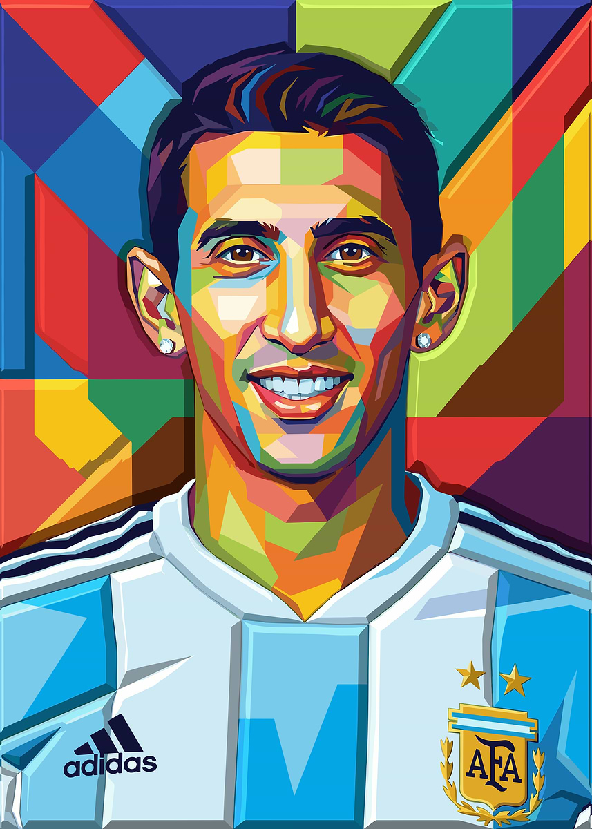 'Angel Di Maria Pop Art Portrait' Poster, picture, metal print, paint ...