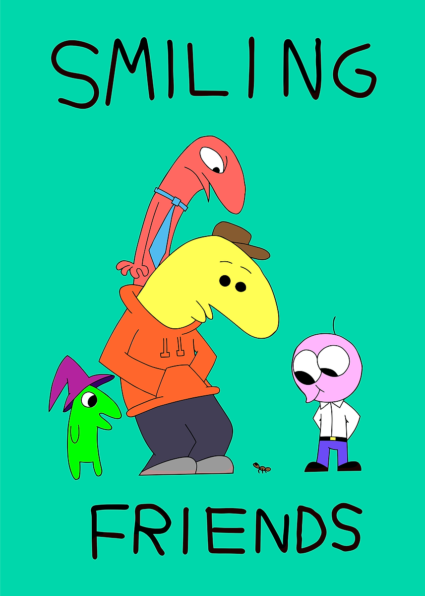 'Smiling Friends Cartoon Characters Illustration' Poster, picture ...