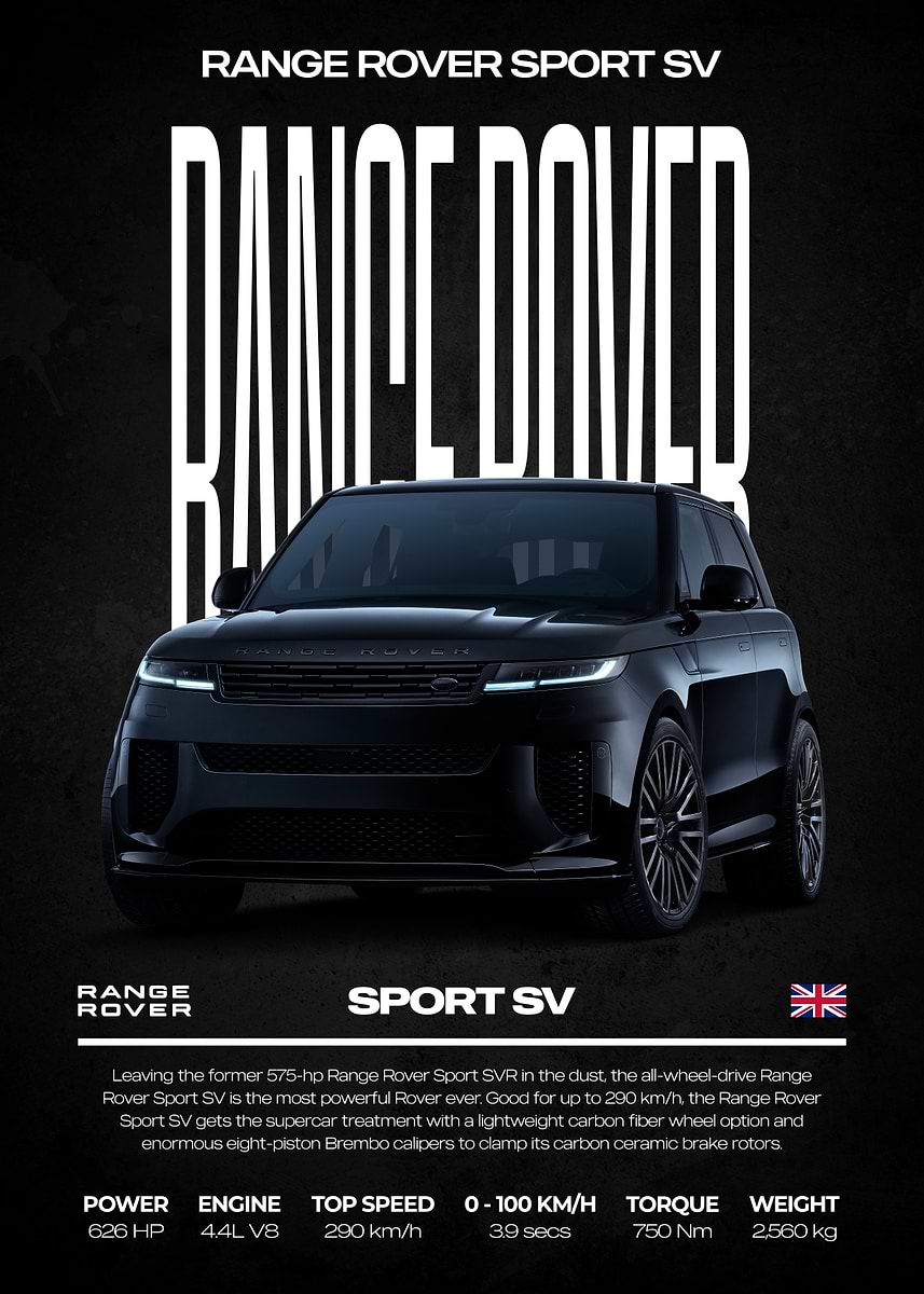 'Range Rover Sport SV Car Poster' Poster, picture, metal print, paint ...