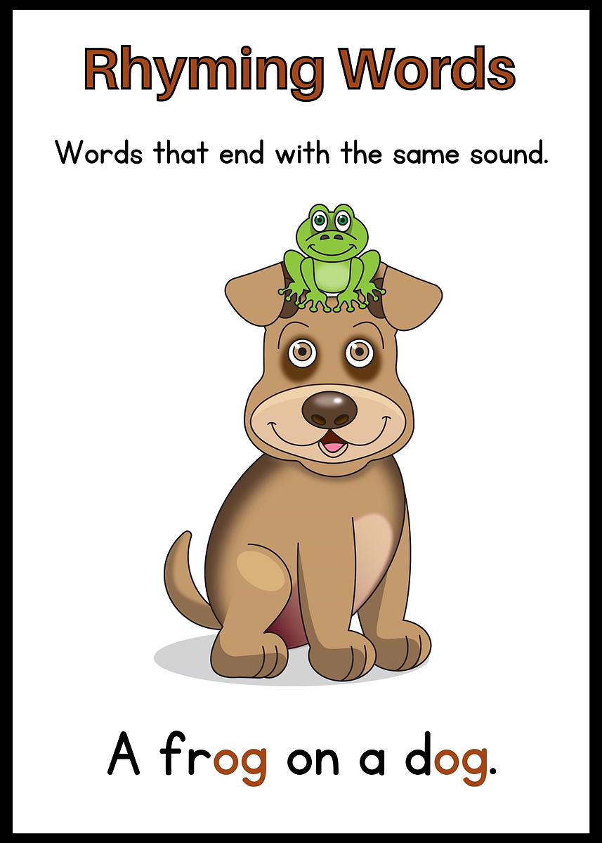'Rhyming Words: Frog on a Dog' Poster, picture, metal print, paint by ...