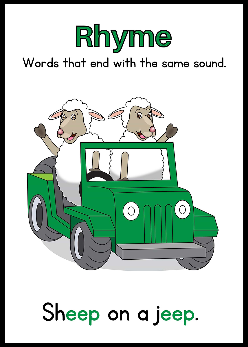 'Rhyme: Sheep on a Jeep Illustration' Poster, picture, metal print ...