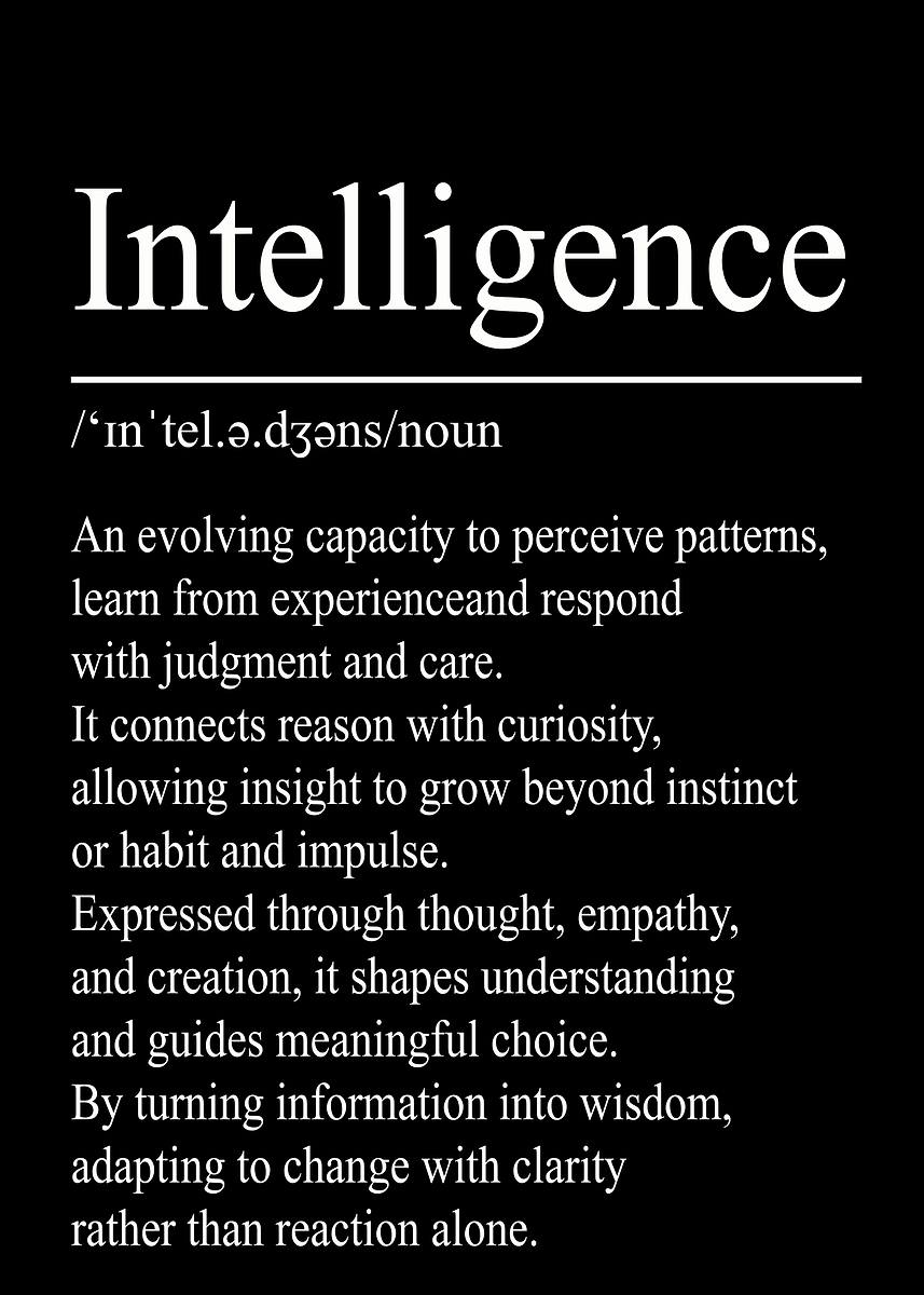 'Intelligence Definition – Black | Minimalist Typography Poster' Poster ...