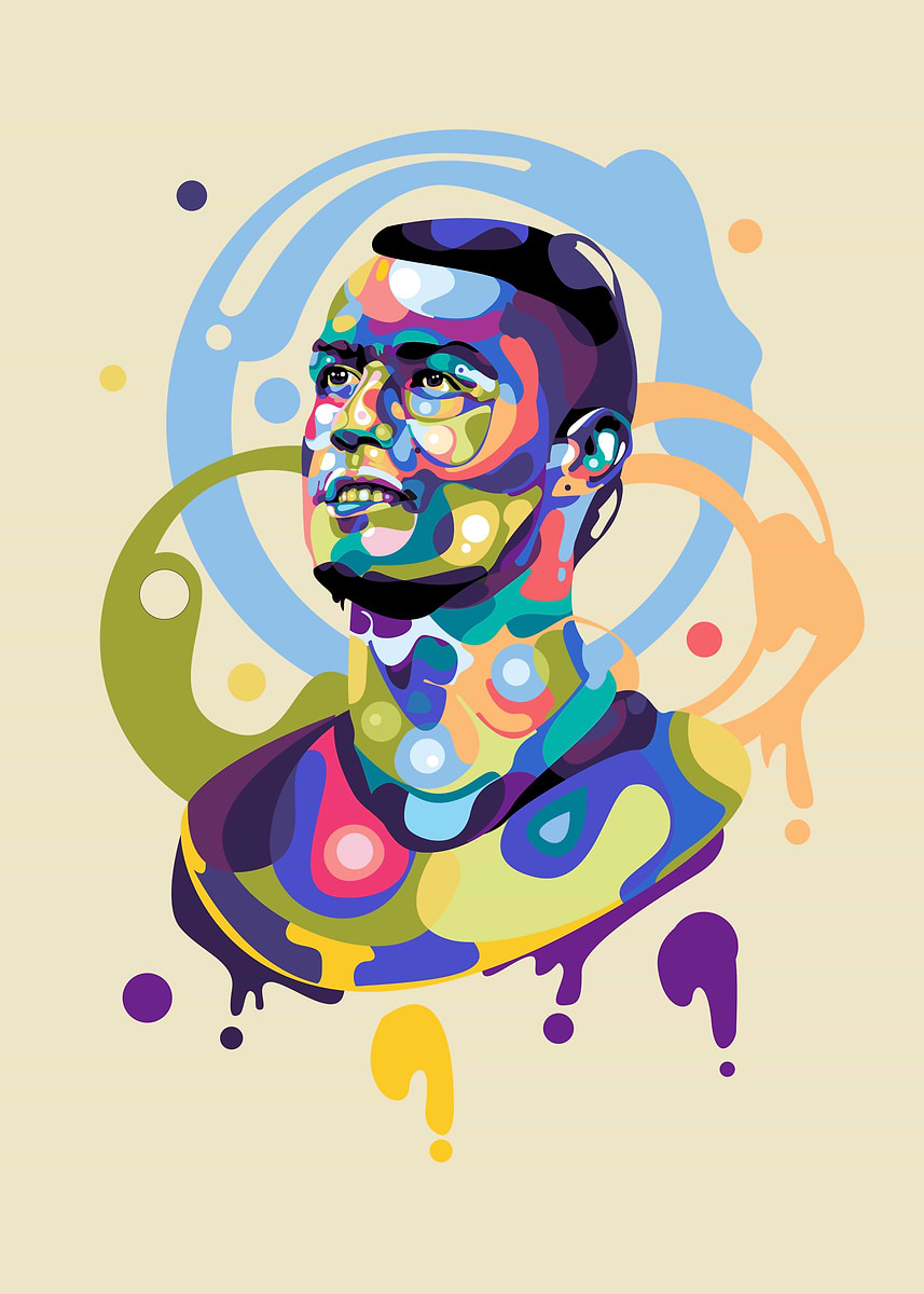 'C. Ronaldo colorful Portrait Illustration' Poster, picture, metal ...