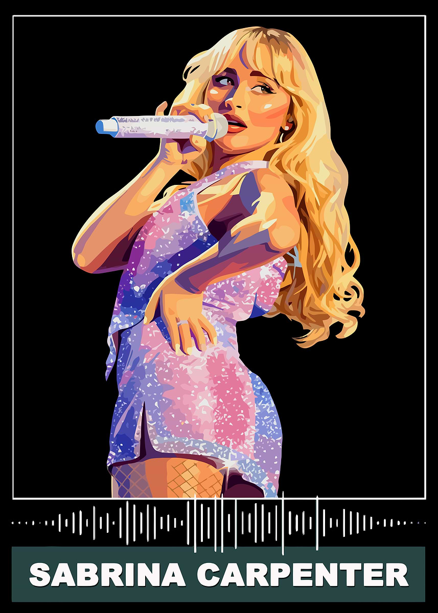 'Sabrina Carpenter Digital Pop Art Portrait' Poster, picture, metal ...