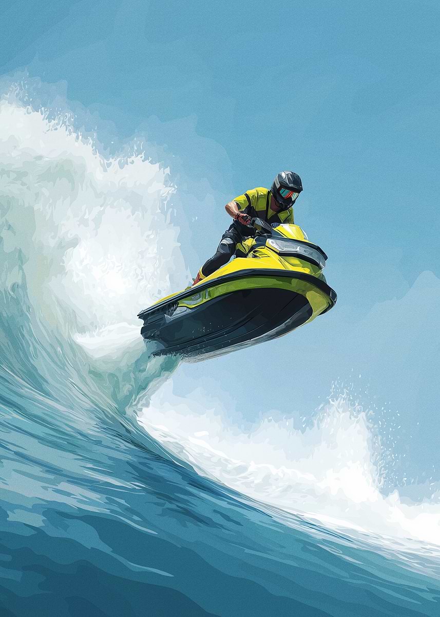 'Jet Ski Wave Jump' Poster, picture, metal print, paint by Imad Madd ...