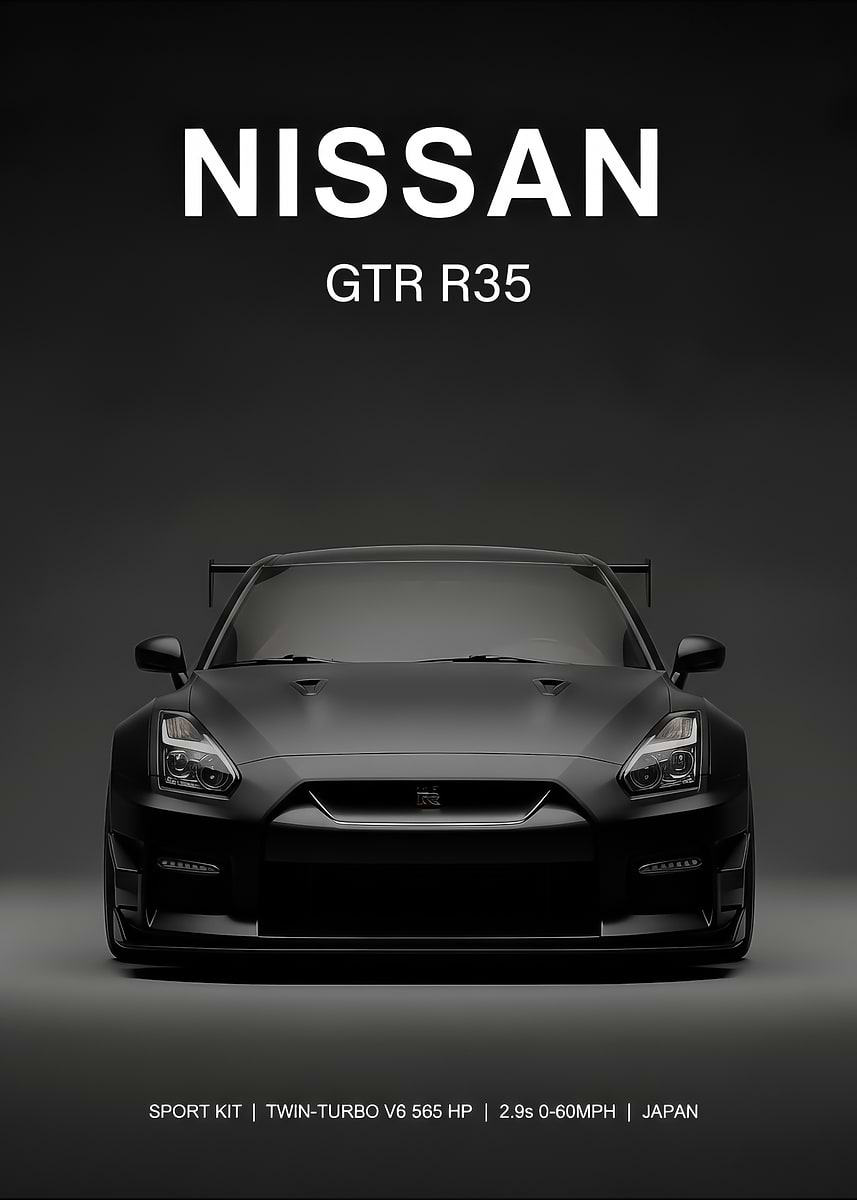 'jdm Nissan GTR R35 Car Poster' Poster, picture, metal print, paint by ...