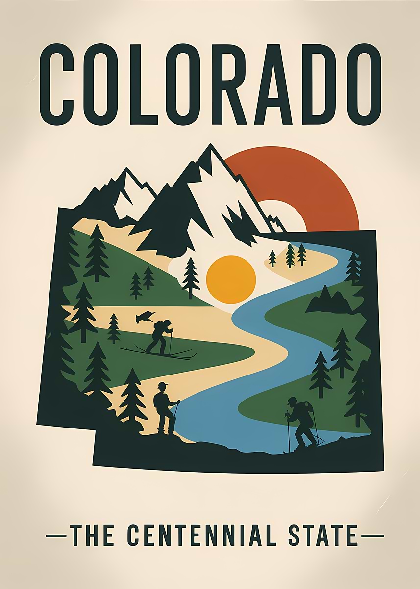 'Colorado Centennial State Travel Poster' Poster, picture, metal print ...