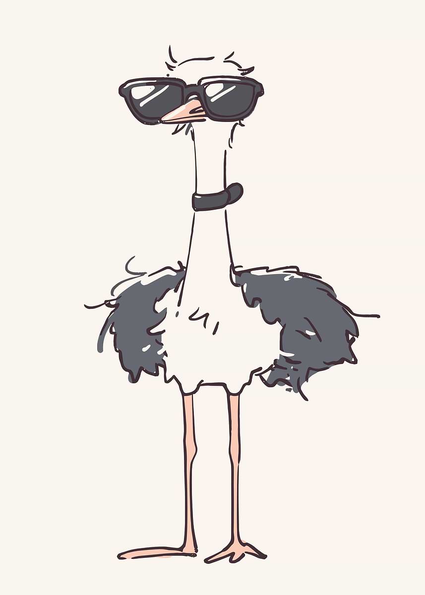 'Cool Ostrich with Sunglasses Illustration' Poster, picture, metal ...