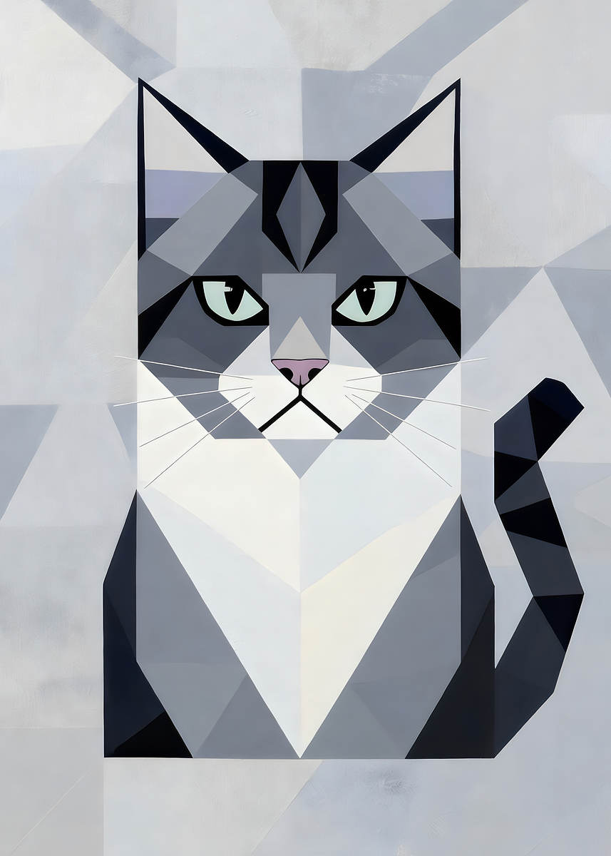 'Cat Geometric Portrait' Poster, picture, metal print, paint by Chris ...