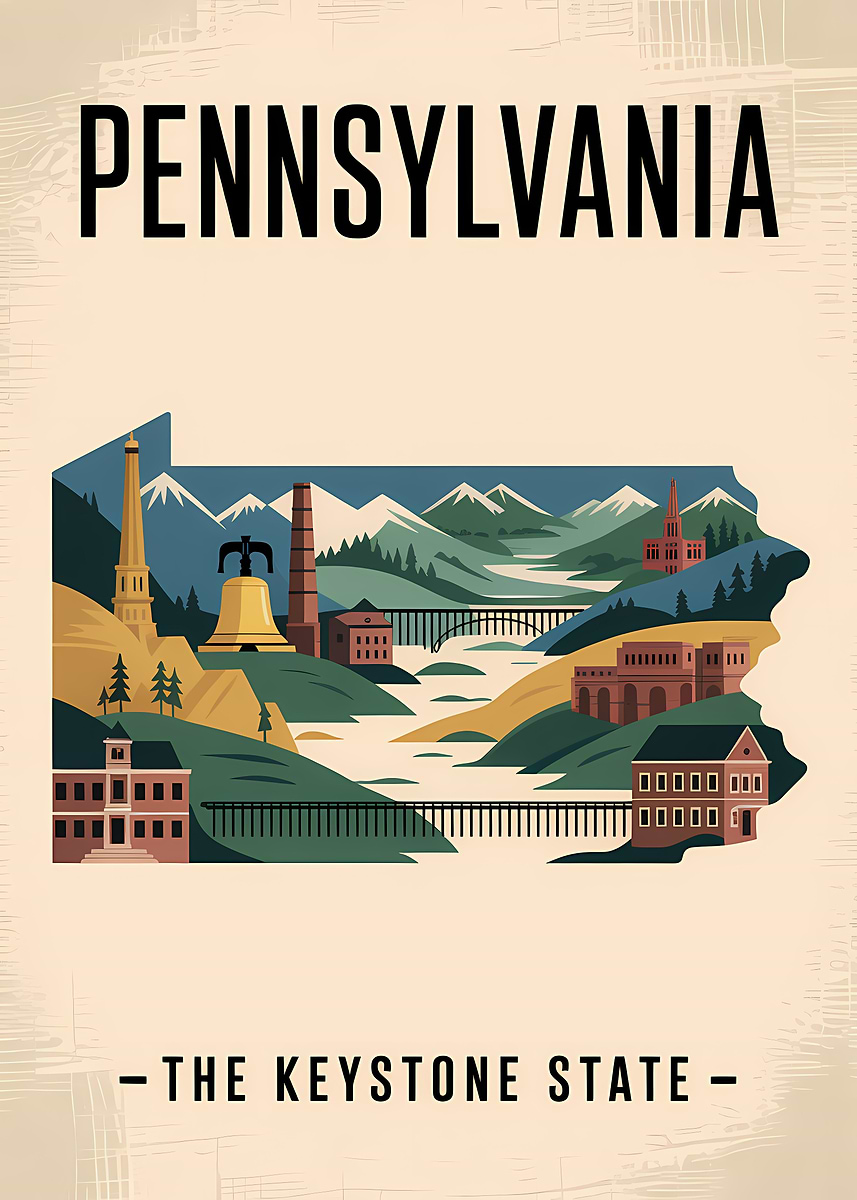 'Pennsylvania: The Keystone State Travel Poster' Poster, picture, metal ...