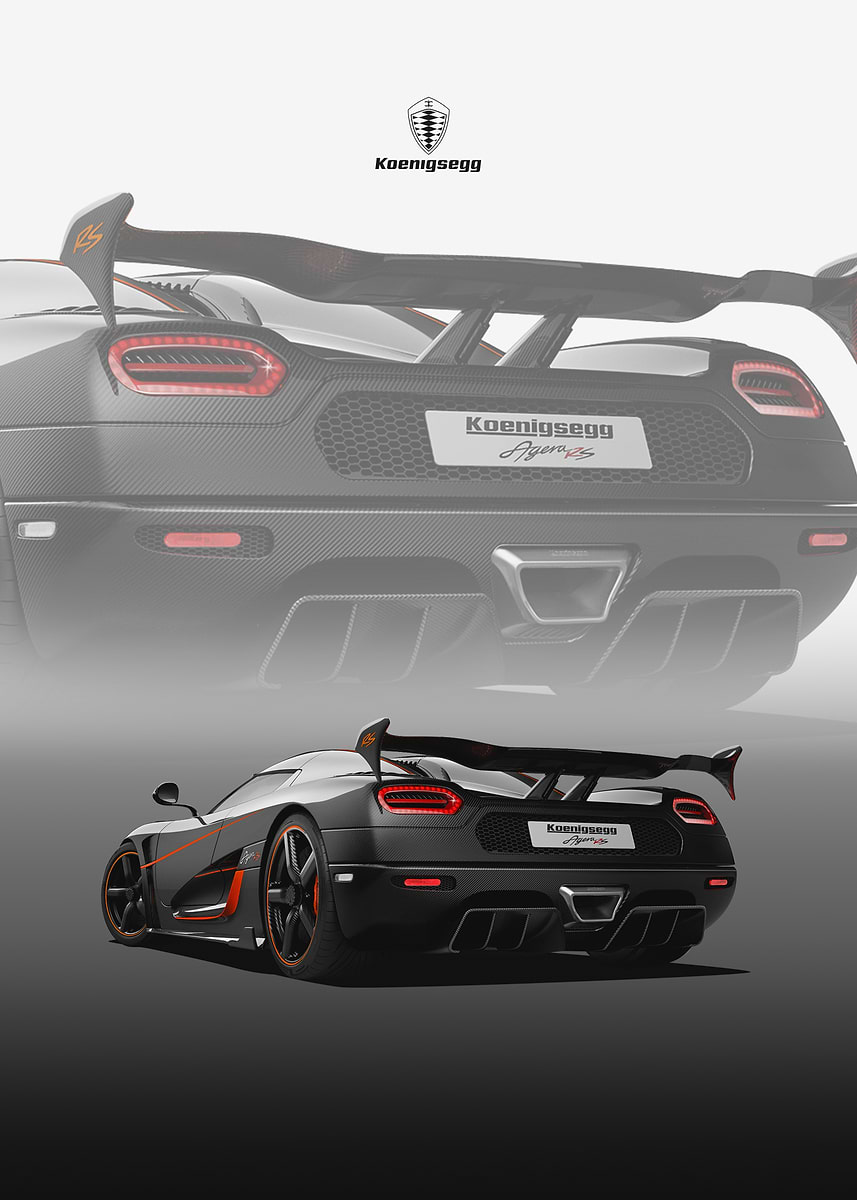 'Koenigsegg Agera RS Rear View' Poster, picture, metal print, paint by ...