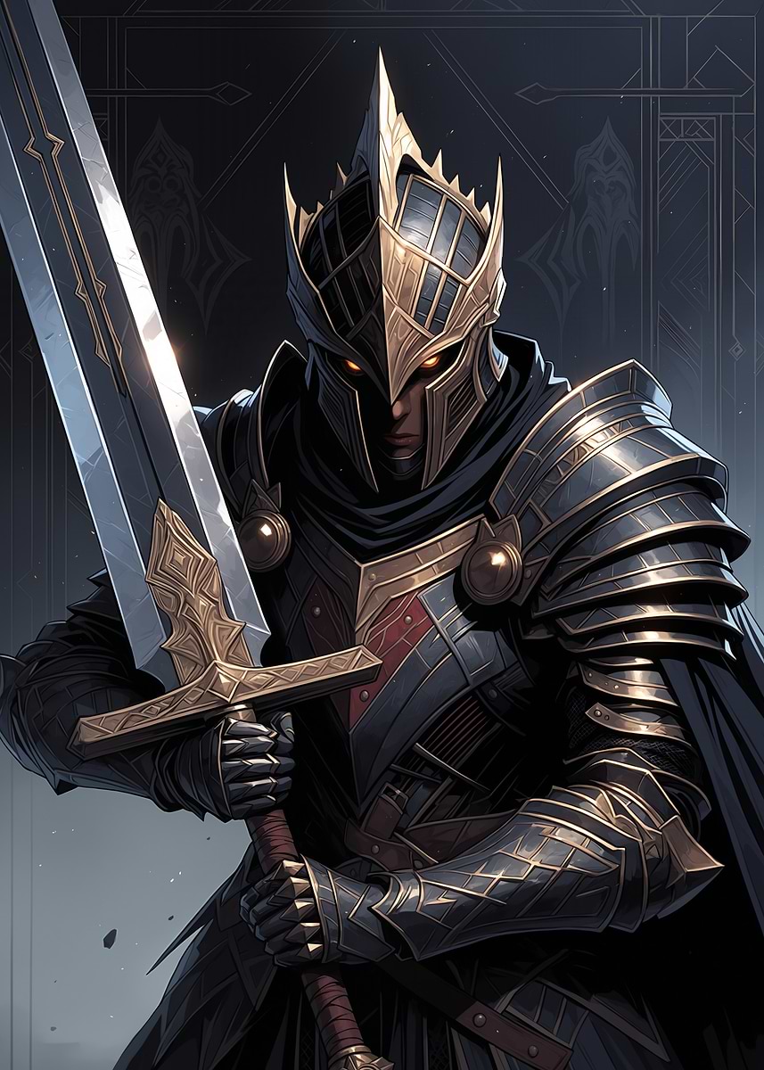 'Armored Knight with Sword' Poster, picture, metal print, paint by ...