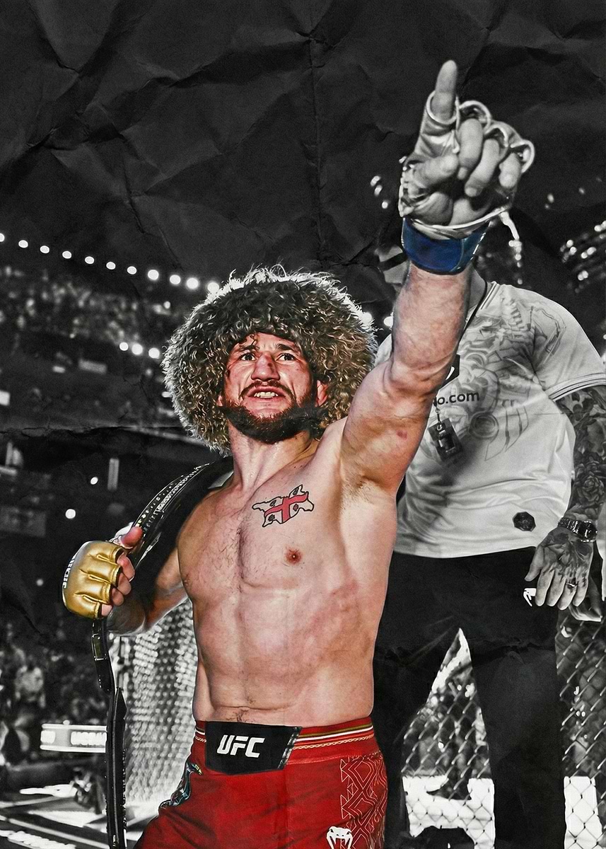 'Merab Dvalishvili UFC Champion Celebration' Poster, picture, metal ...