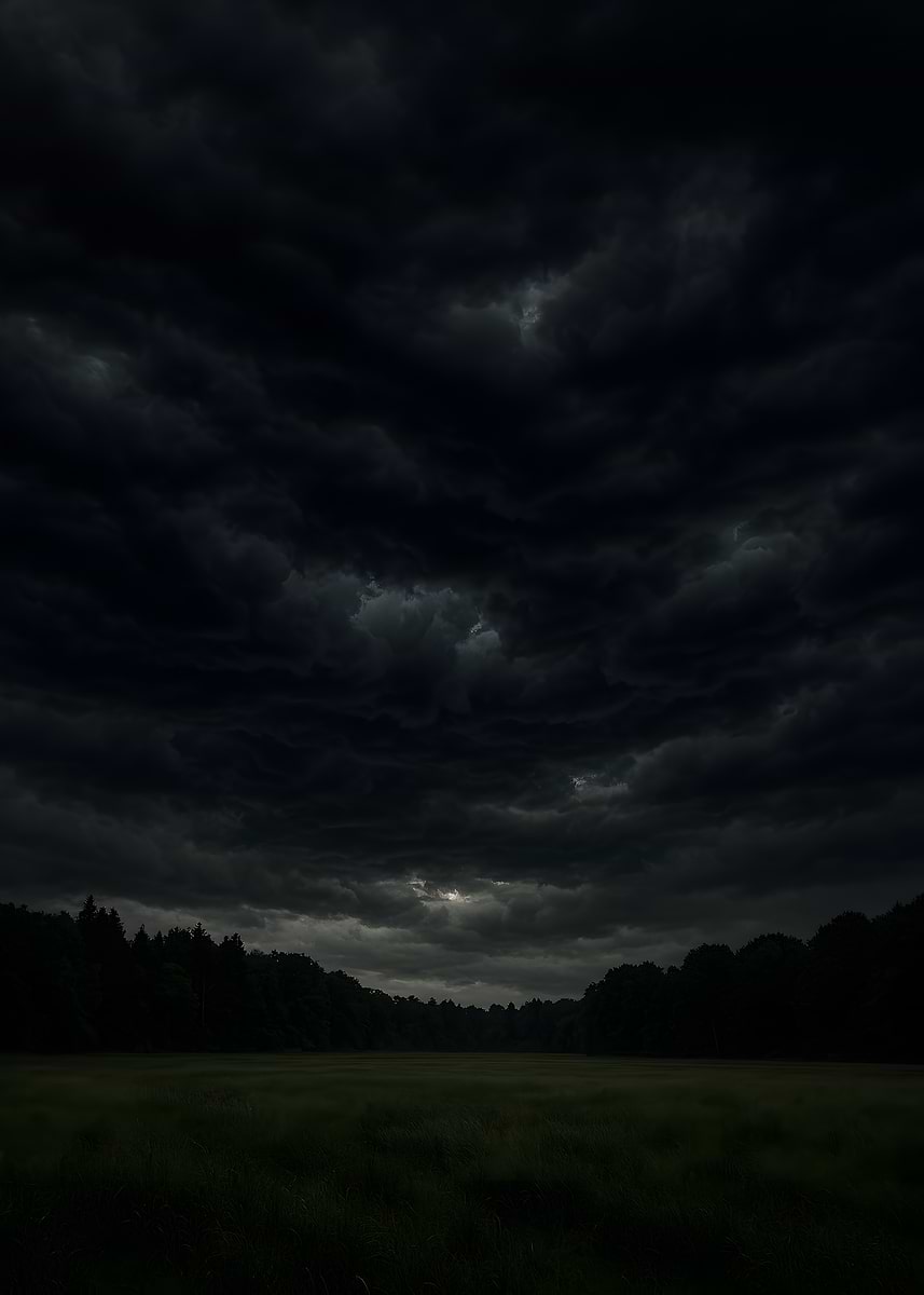 'Dark Storm Clouds Over Field' Poster, picture, metal print, paint by OTHM | Displate