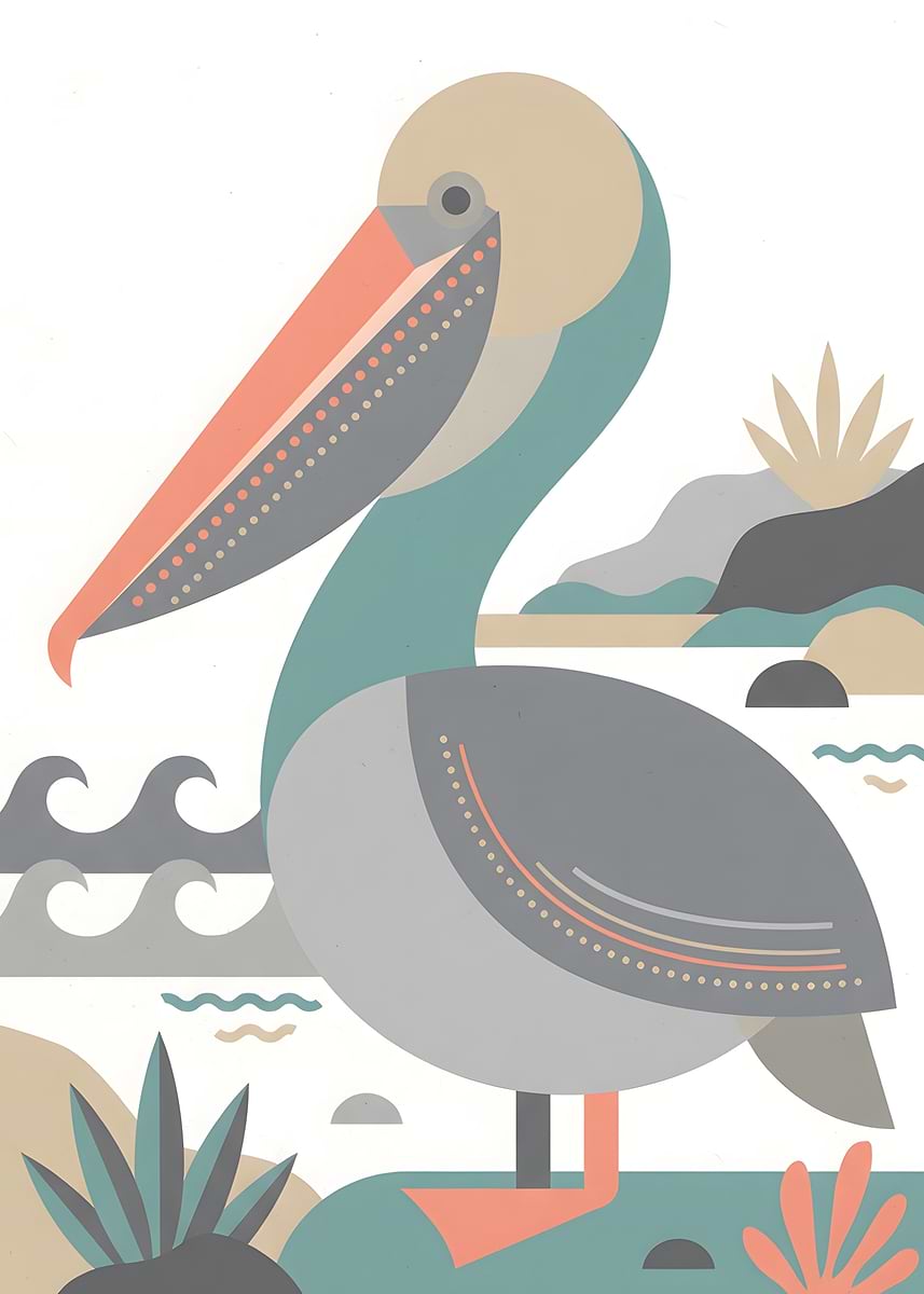 'Stylized Pelican Illustration' Poster, picture, metal print, paint by ...