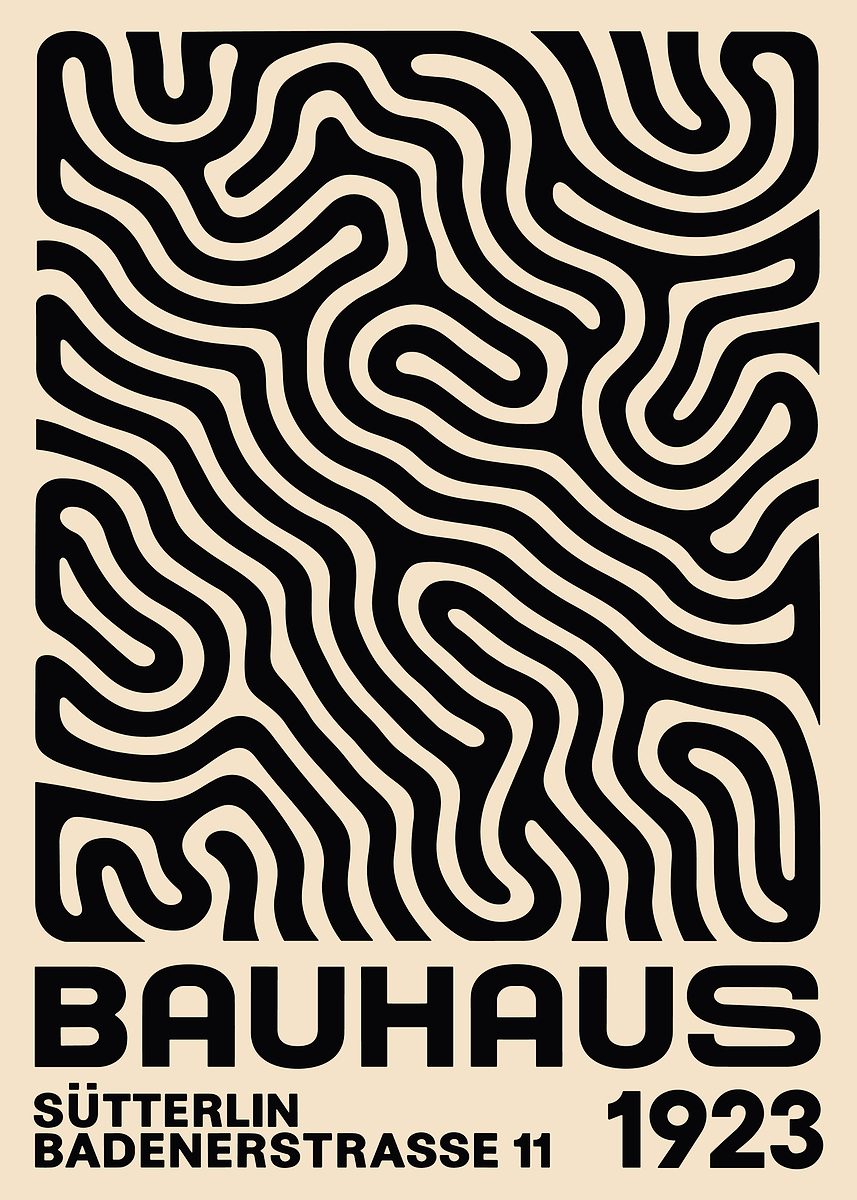 'Bauhaus Abstract Poster, Black and Beige Modern Art Print, Minimalist ...