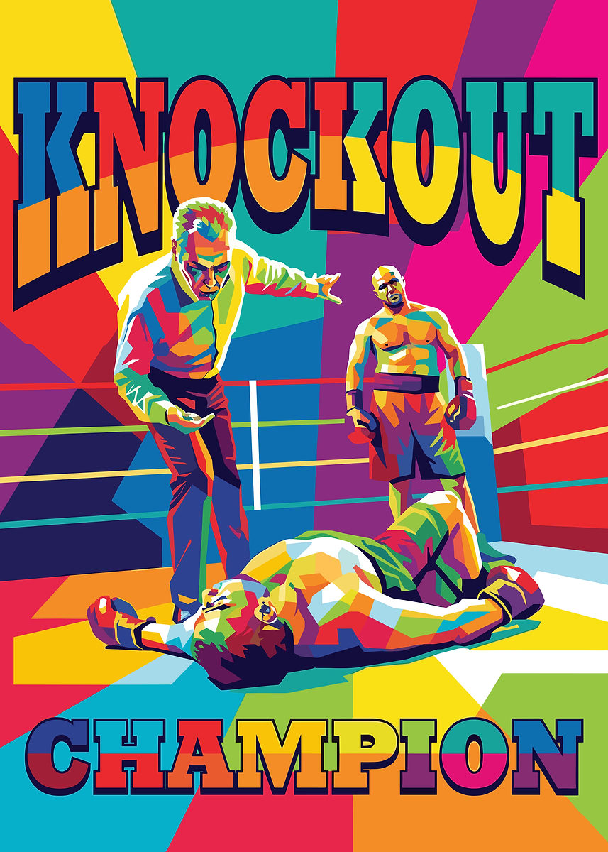 'Knockout Champion Boxing Pop Art' Poster, picture, metal print, paint ...