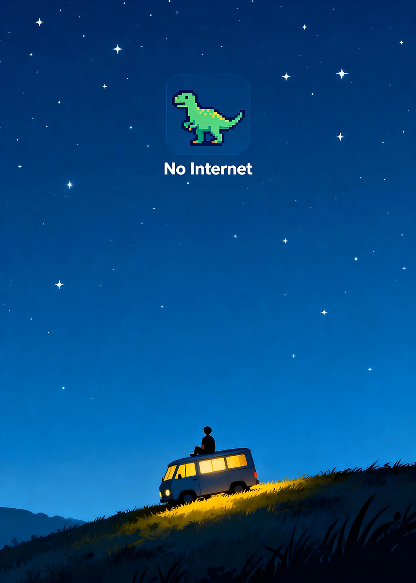 'No Internet Dinosaur Van Night' Poster, picture, metal print, paint by ...