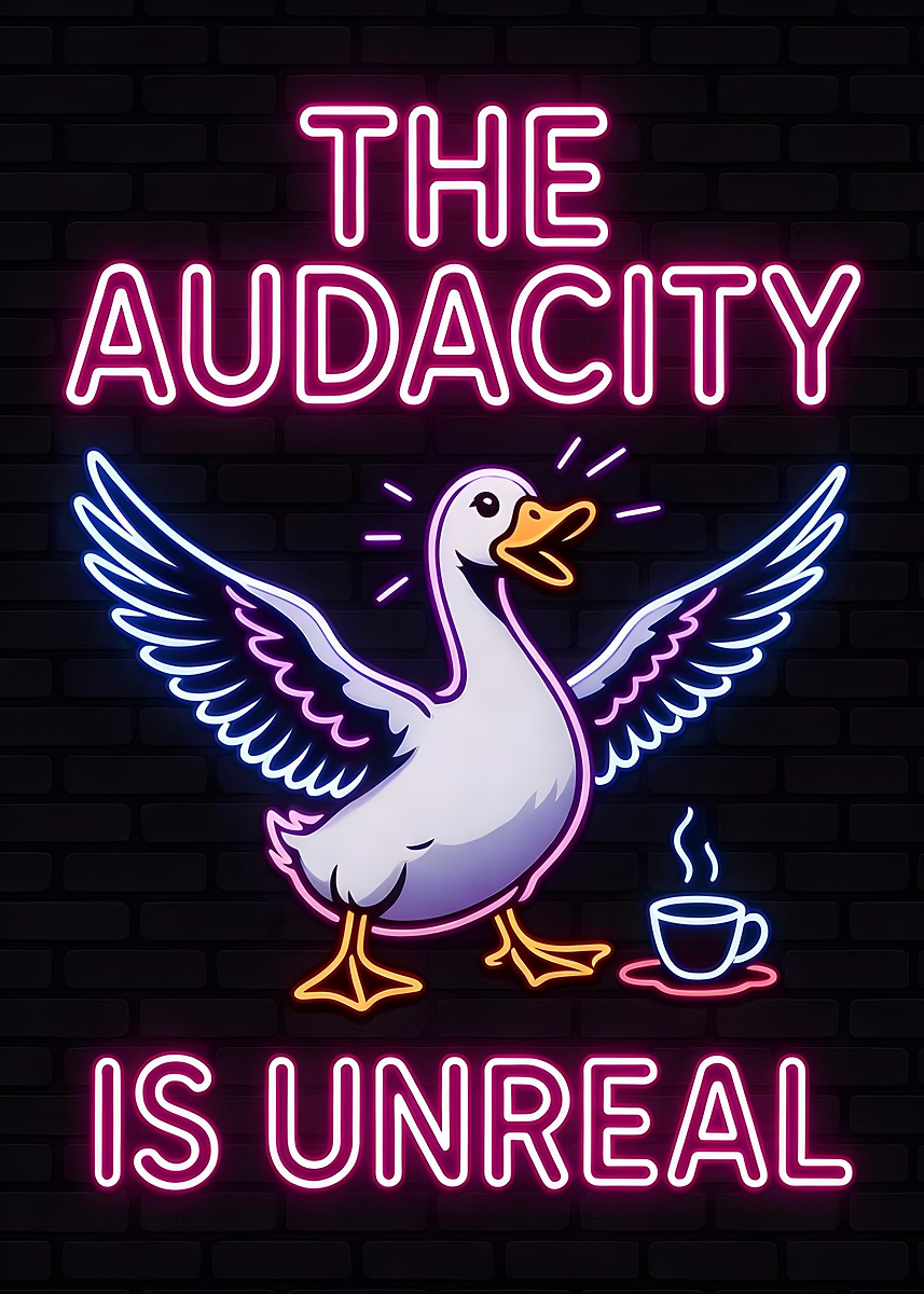 'Audacity Unreal Neon Goose' Poster, picture, metal print, paint by ...